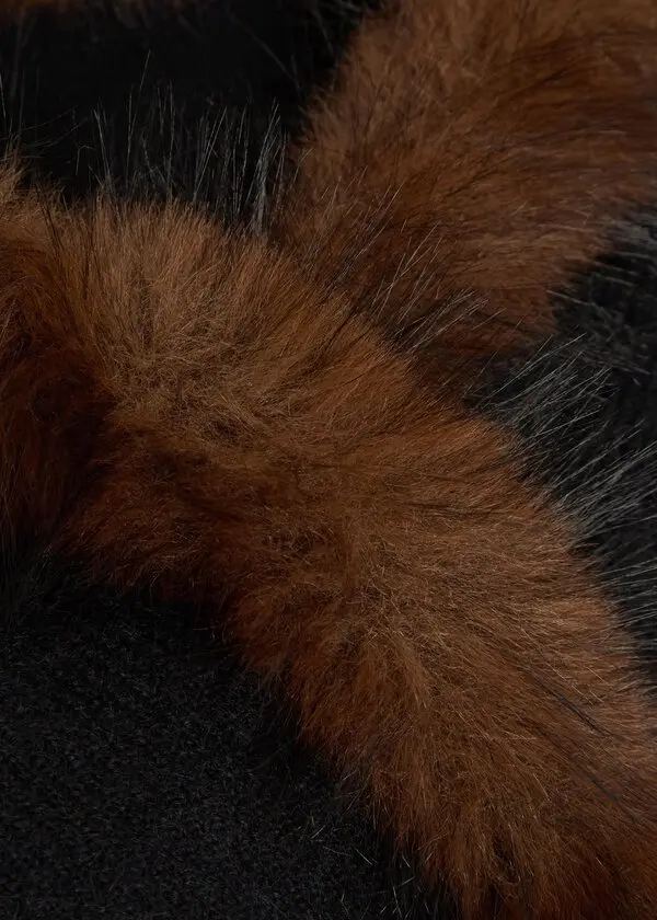 SELF-PORTRAIT Faux Fur Trimmed V-neck Cardigan - Black