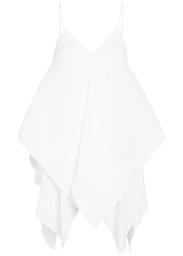 JW Anderson Pleated Asymmetric Chiffon Top - White