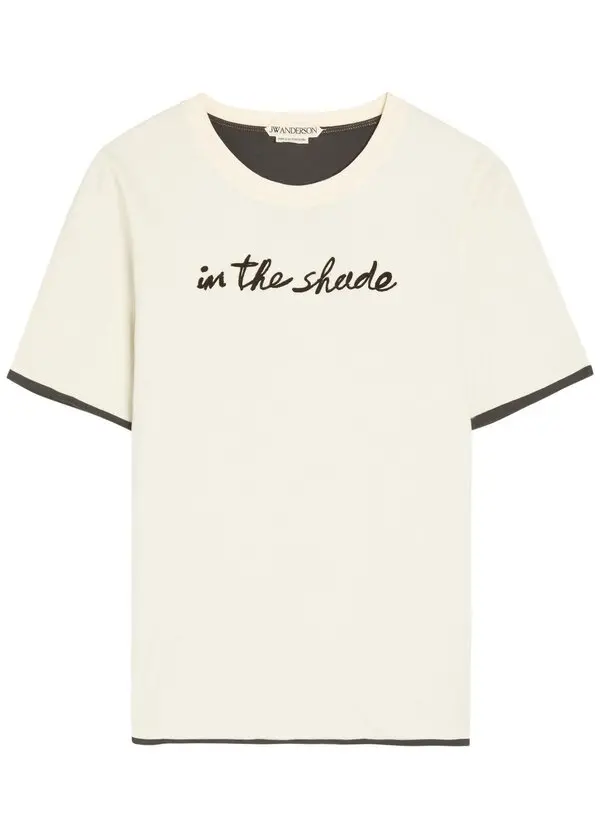 JW Anderson Embroidered Cotton T-shirt - Ecru