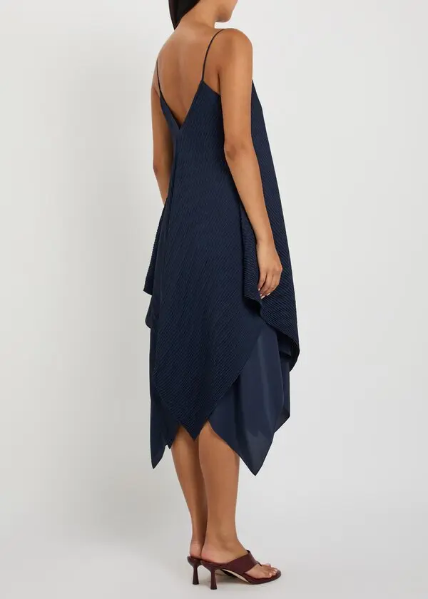 JW Anderson Pleated Asymmetric Chiffon Midi Dress