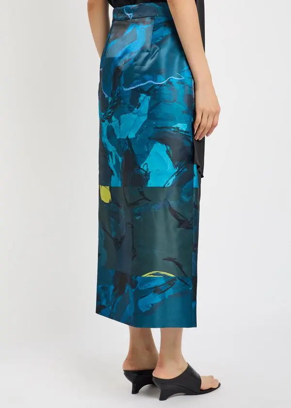ROKSANDA Irma Printed Moiré Midi Skirt