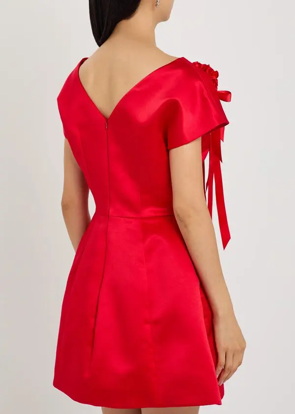 Simone Rocha Duchess Satin Mini Dress With Rosette Appliqués