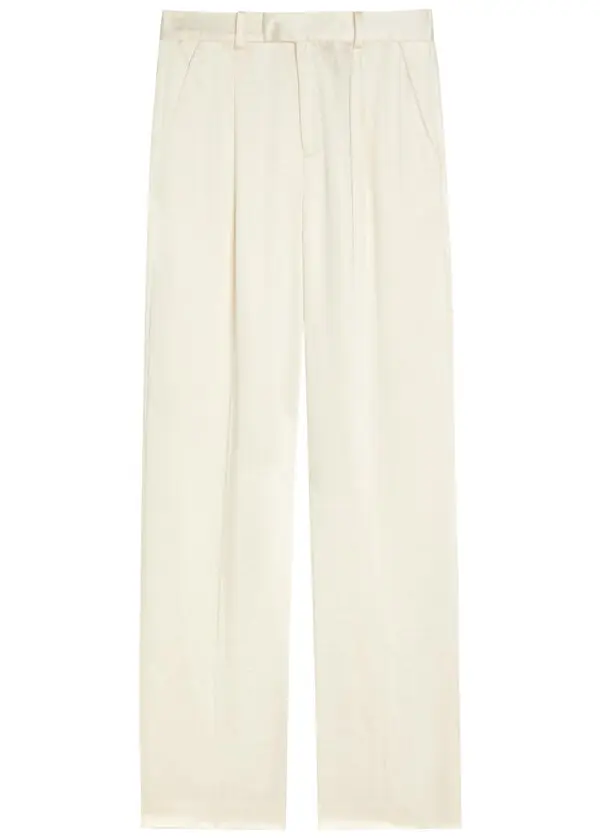 SELF-PORTRAIT Tailored Straight-leg Satin Trousers