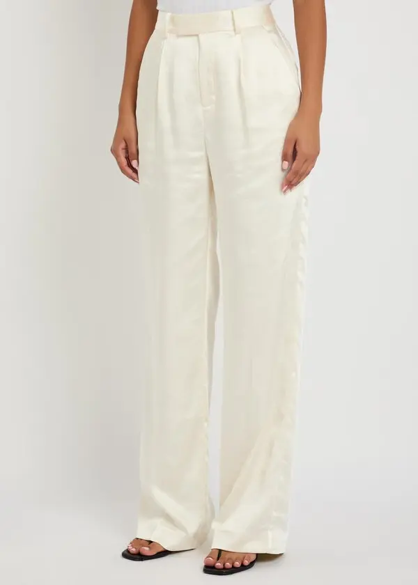 SELF-PORTRAIT Tailored Straight-leg Satin Trousers