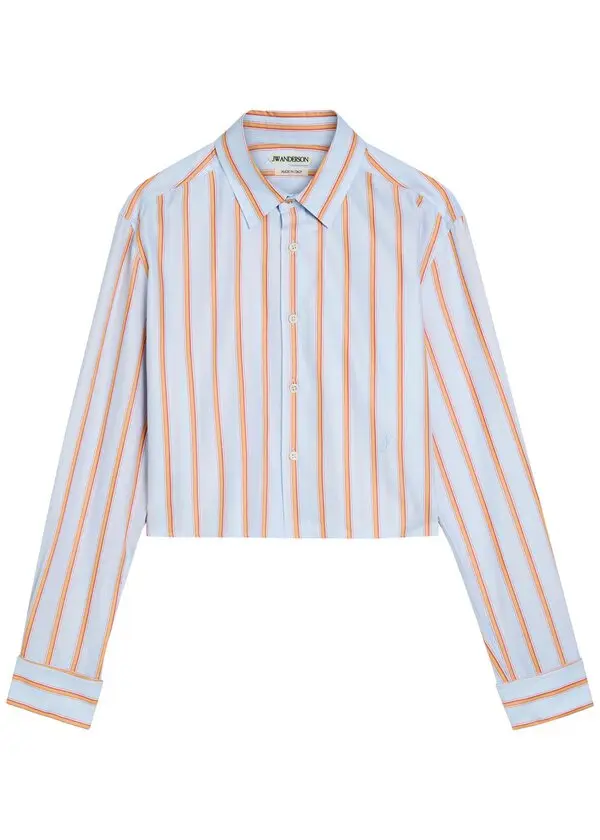 JW Anderson Striped Cropped Cotton-poplin Shirt