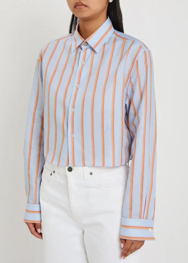 JW Anderson Striped Cropped Cotton-poplin Shirt