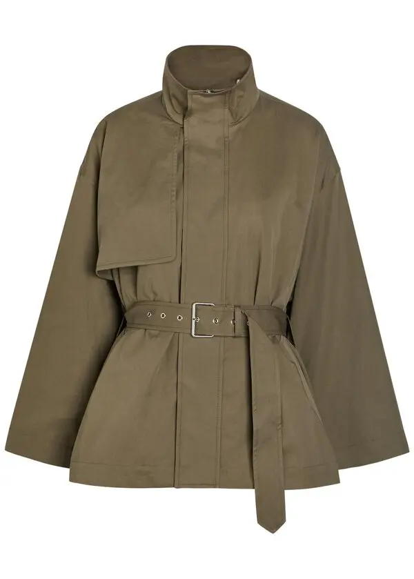 FRAME Belted Cotton Trench Jacket - Green