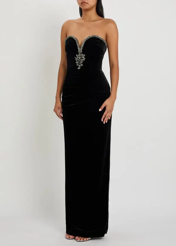 SELF-PORTRAIT Embellished Velvet Gown