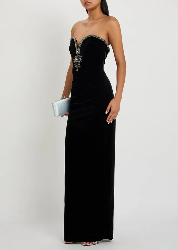 SELF-PORTRAIT Embellished Velvet Gown