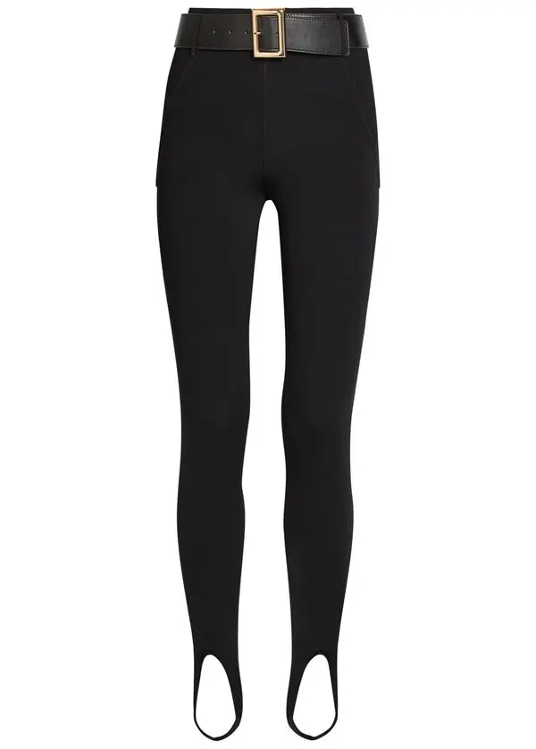 SELF-PORTRAIT Stirrup Belted Knit Leggings