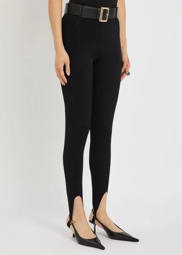 SELF-PORTRAIT Stirrup Belted Knit Leggings