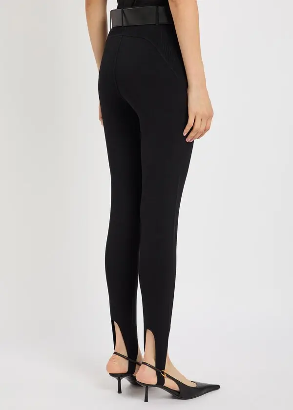 SELF-PORTRAIT Stirrup Belted Knit Leggings