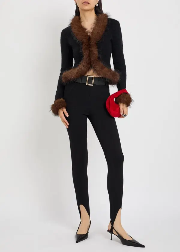 SELF-PORTRAIT Stirrup Belted Knit Leggings