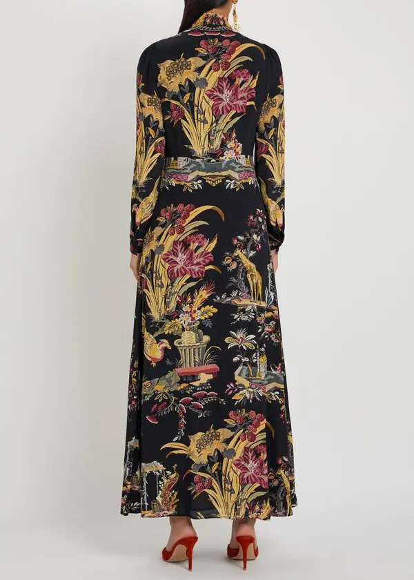 Etro Floral Print Chiffon Midi Dress