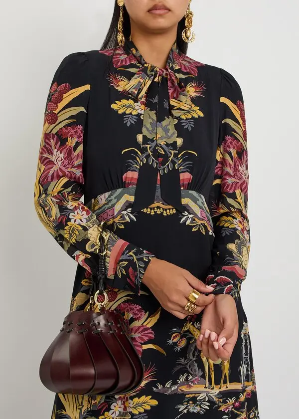 Etro Floral Print Chiffon Midi Dress