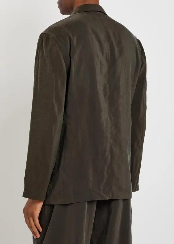 LEMAIRE Double-breasted Silk-blend Blazer - Brown Dark