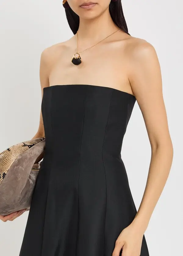 Khaite Stela Sculpted Strapless Wool-blend Midi Dress
