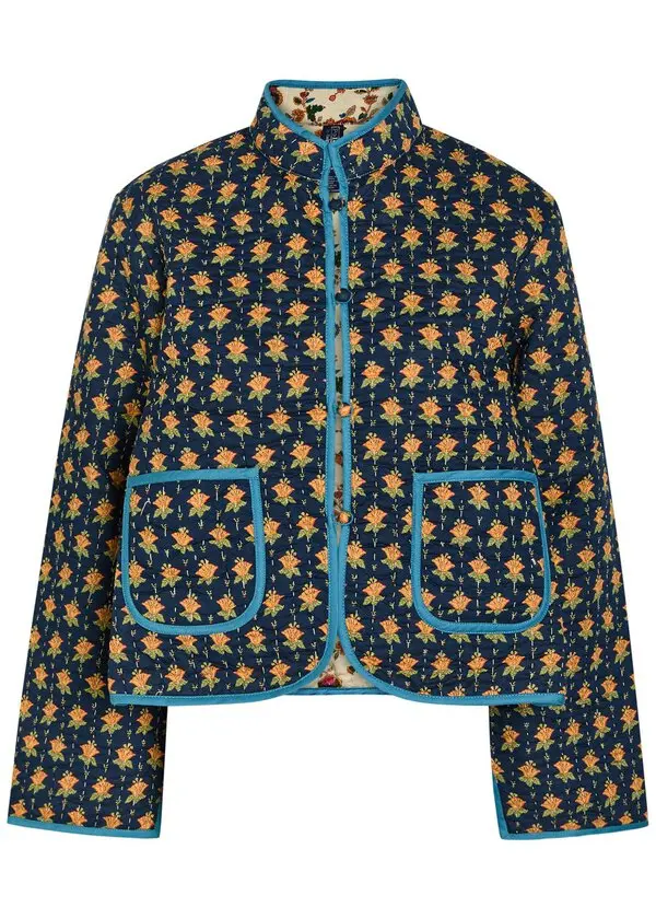 Polo Ralph Lauren Quilted Floral-print Cotton Jacket - Navy