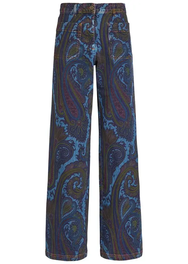 Etro Paisley-print Wide-leg Jeans - Denim