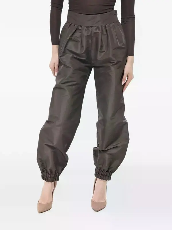 SUPER BLOND Pleated Silk-organza Trousers - Brown