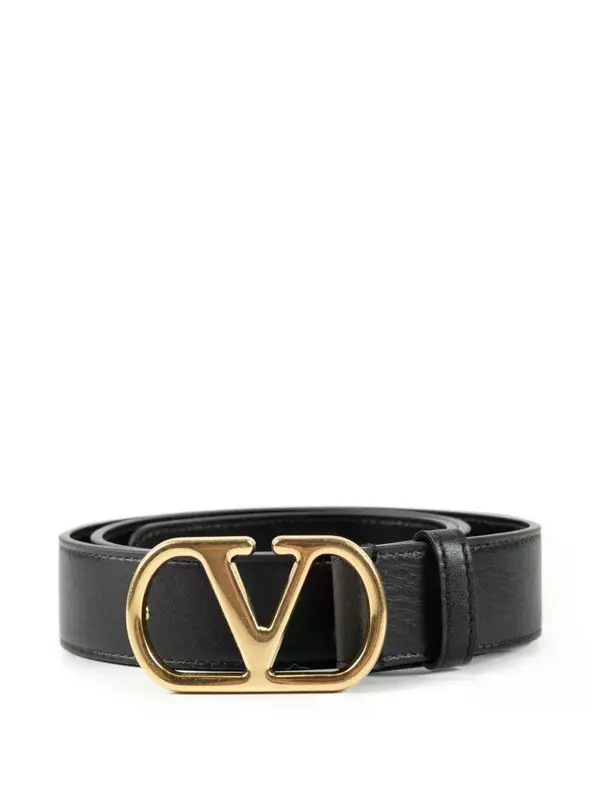 Valentino Garavani Vlogo Signature Leather Belt - Black