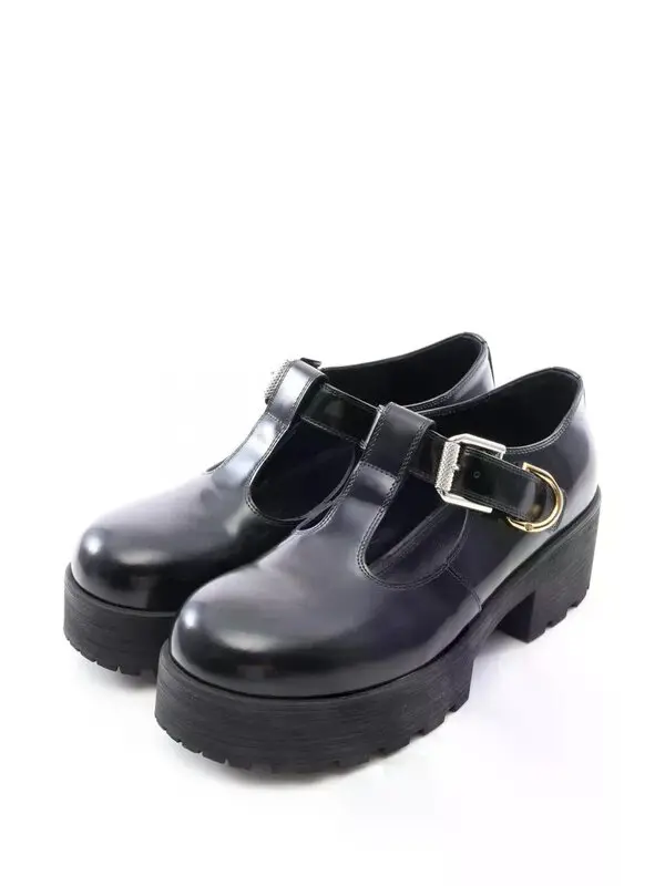 Givenchy Leather Round Toe Buckle Platform Block Heel Shoes