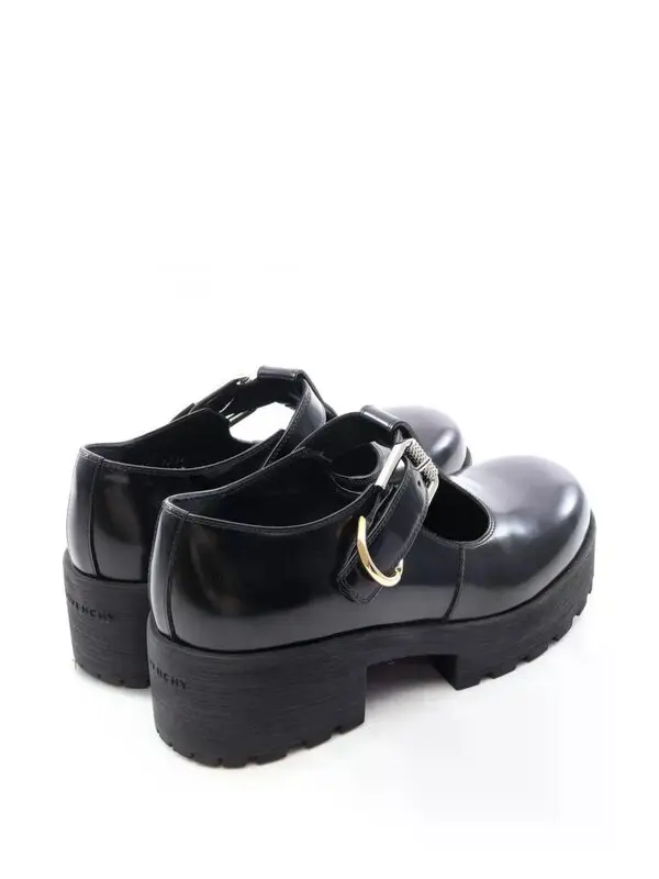 Givenchy Leather Round Toe Buckle Platform Block Heel Shoes