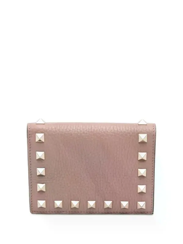 Valentino Garavani 2018-2026 Leather Rockstud Compact Wallet Small Wallets - Pink