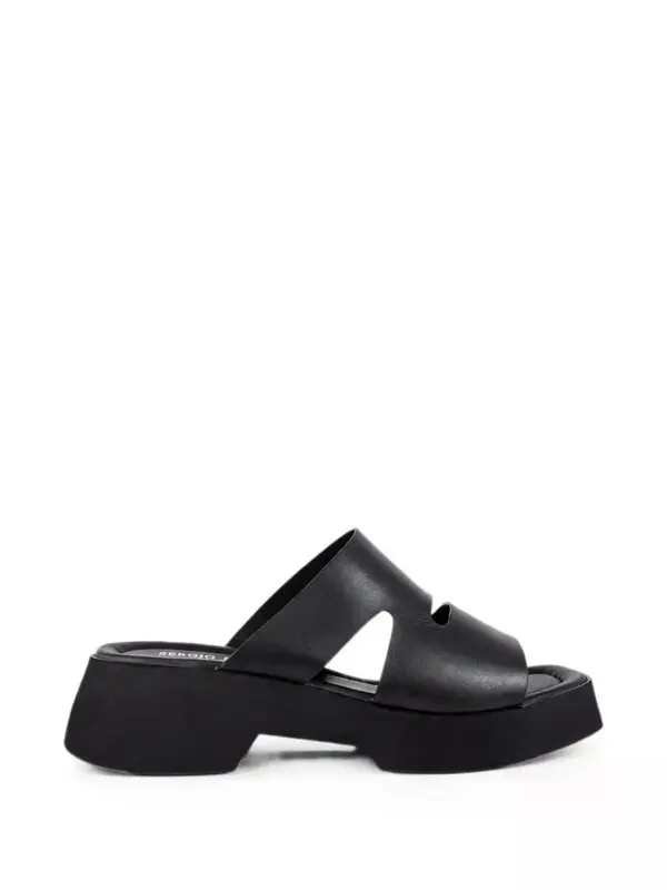 SERGIO MORETTI FIRENZE Leather Cut-out Platform Sandals