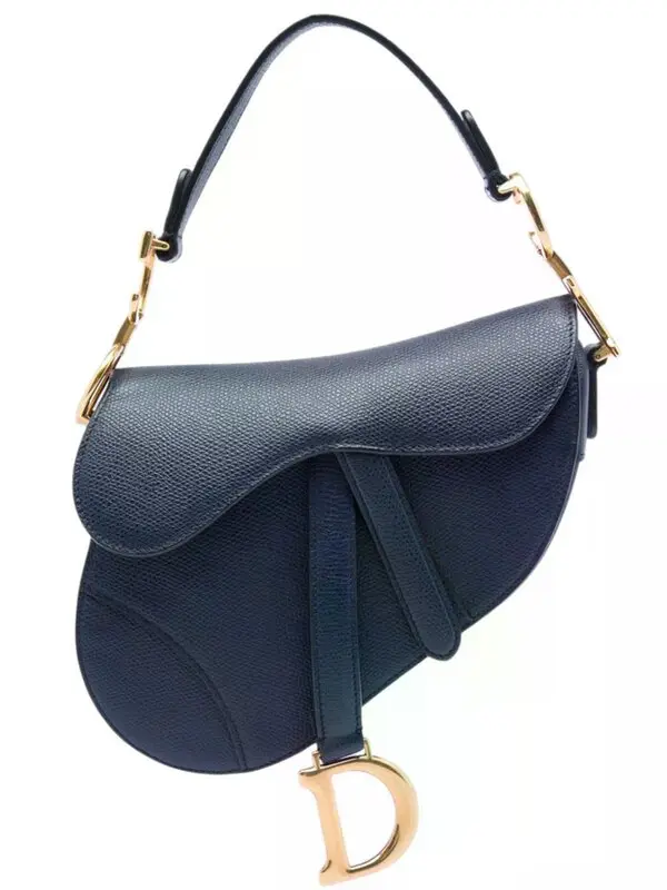 Dior 2018 Grained Calfskin Saddle Bag Satchel - Blue