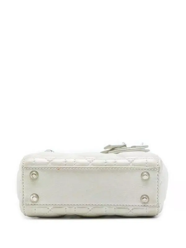 Dior 2016 Micro Iridescent Lambskin Cannage Lady Satchel - Silver