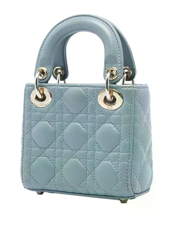 Dior 2021 Micro Lambskin Cannage Lady Satchel - Blue
