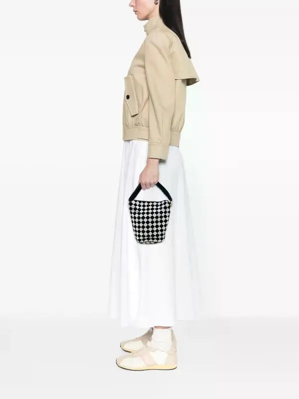 Bottega Veneta 20th Century Bicolor Velvet Intrecciato Bucket Bag - Black