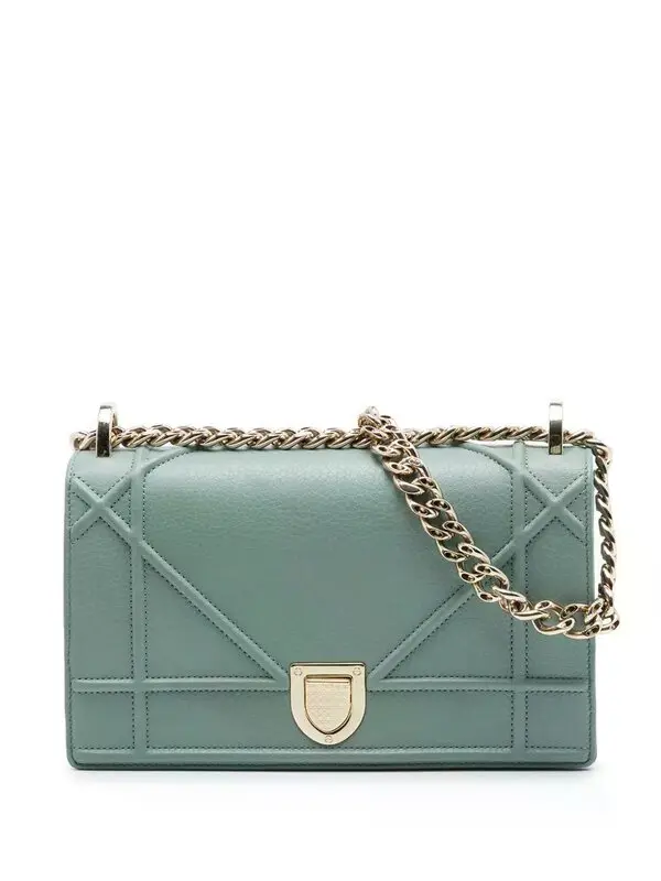 Dior Grained Calfskin Diorama Flap Crossbody Bag - Blue