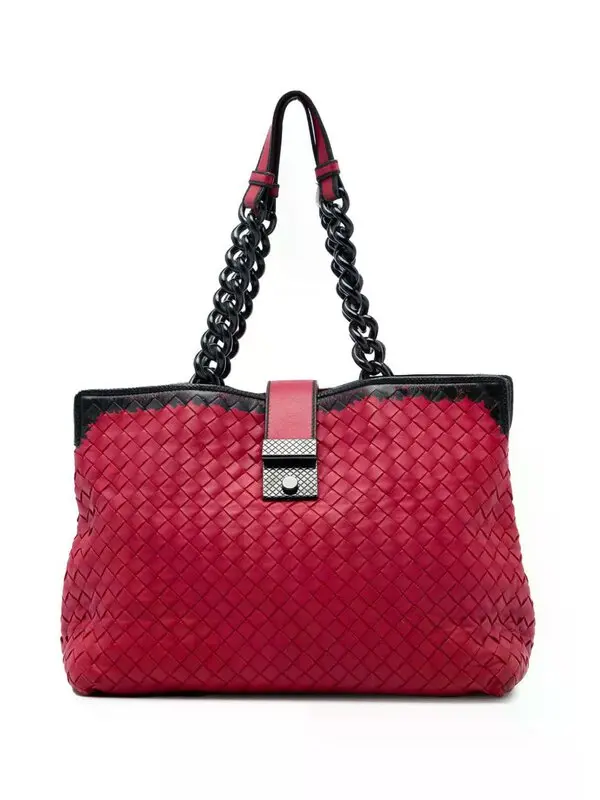 Bottega Veneta Nappa Intrecciato Karung Glass Tote Bag - Red
