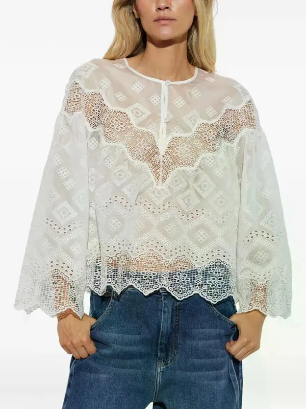 Munthe Valiance Embroidered Lace-trim Blouse