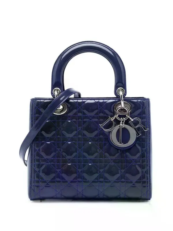 Dior 2015 Medium Patent Cannage Lady Satchel - Blue