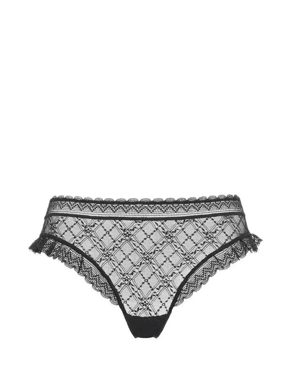ERES Lili Ruffled Lace Thong - Black
