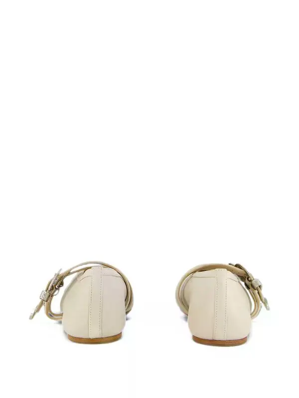 Le Monde Beryl Claudia Buckled Leather Ballet Flats - Neutrals