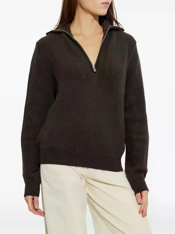 Paul & Shark Half-zip Wool Cardigan - Brown