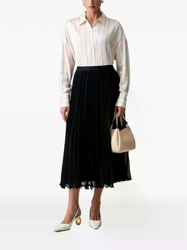 JOOP! Pleated Midi Skirt With Logo Jacquard Waistband - Blue