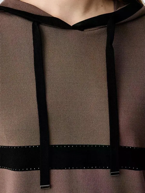 Joseph Ribkoff Rhinestone Embellished Striped Hoodie