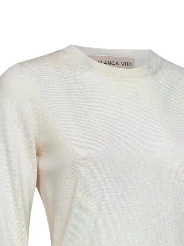 BLANCA VITA Ribbed-trim Fine-knit Top