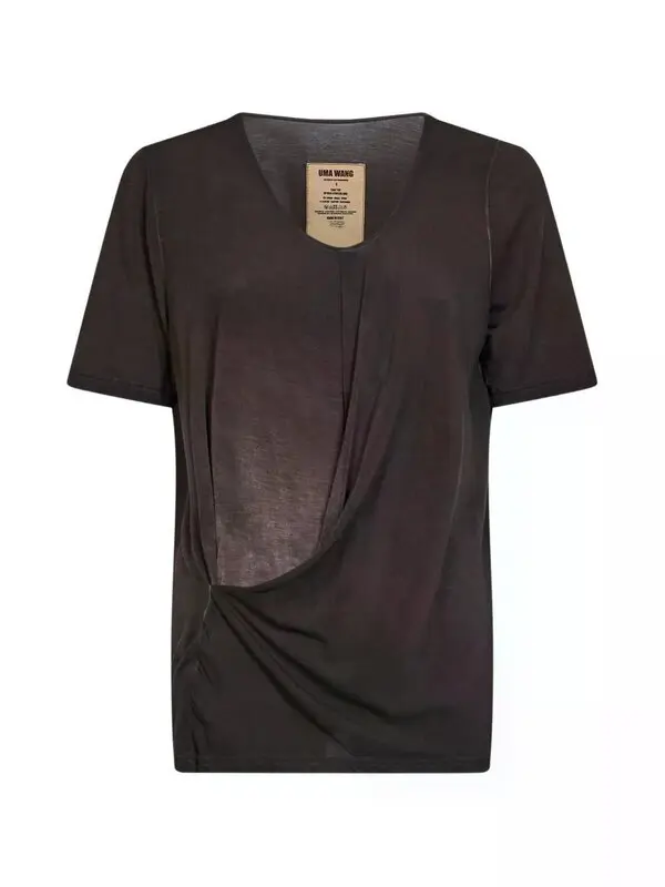 UMA WANG Trap Asymmetric Draped T-shirt - Brown