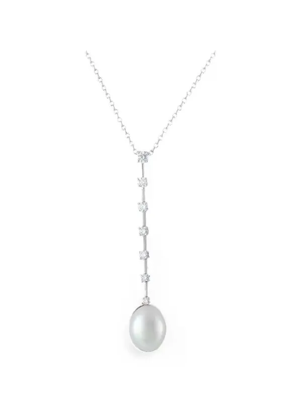 ASSAEL Pearl And Diamond Drop Necklace - Silver