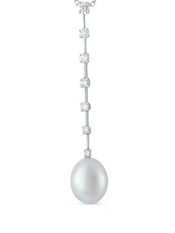 ASSAEL 18k White Gold Pearl And Diamond Drop Necklace
