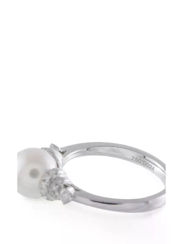 ASSAEL Pearl And Diamond Ring In 18k White Gold
