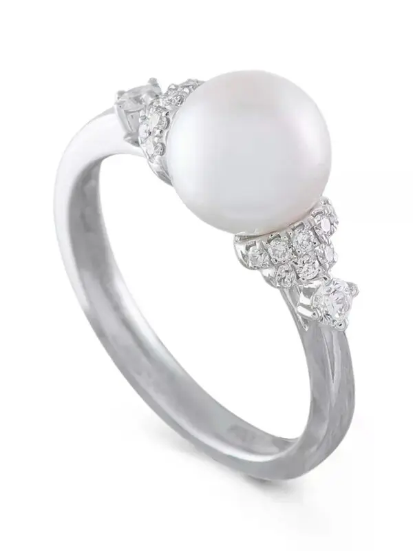 ASSAEL 18k White Gold Pearl And Diamond Ring - Silver