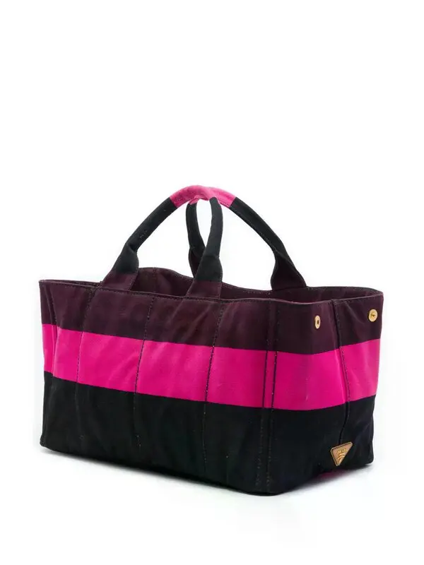 Prada Large Striped Canvas Tote