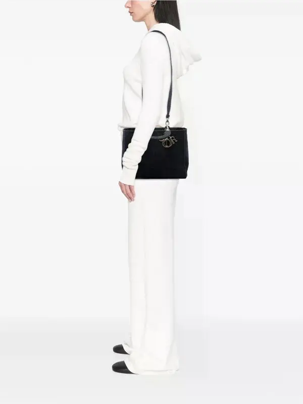 Dior 2020 Large Embroidered Canvas Cannage Lady D Lite Satchel - Black